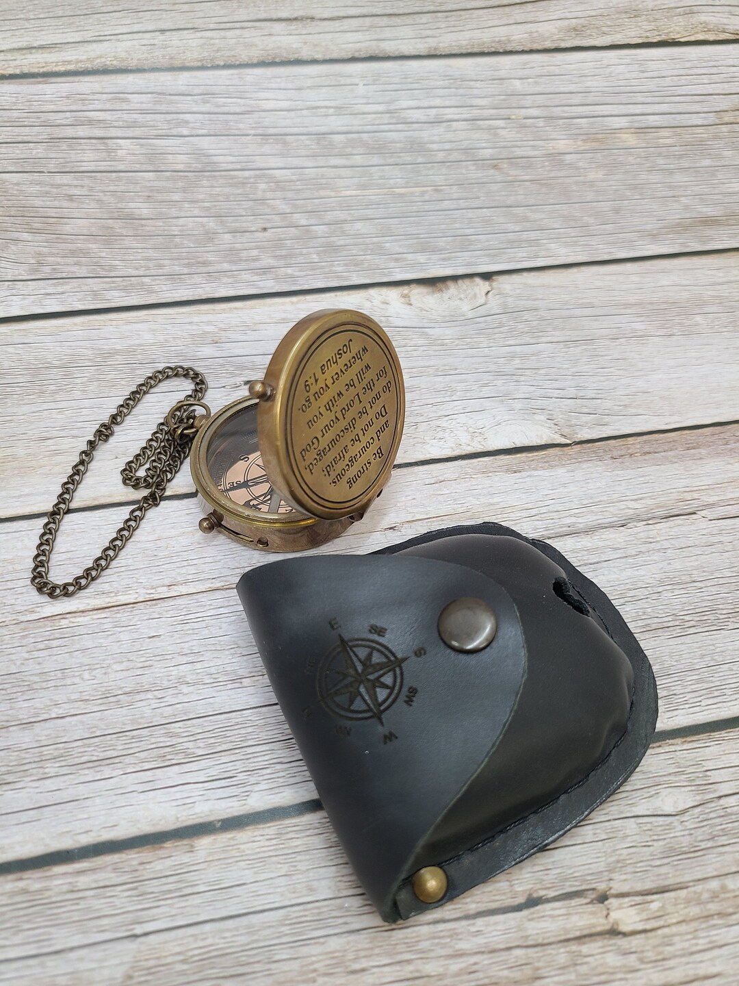 Antique Compass, Compass in Leather Pouch, Vintage Compass, Compass ...