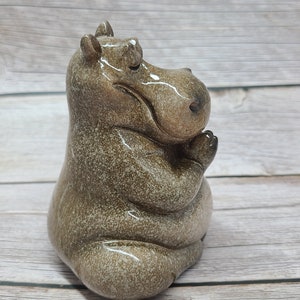 Meditating Hippo Figurine SET OF TWO, Praying Hippo Figurine, Seated ...