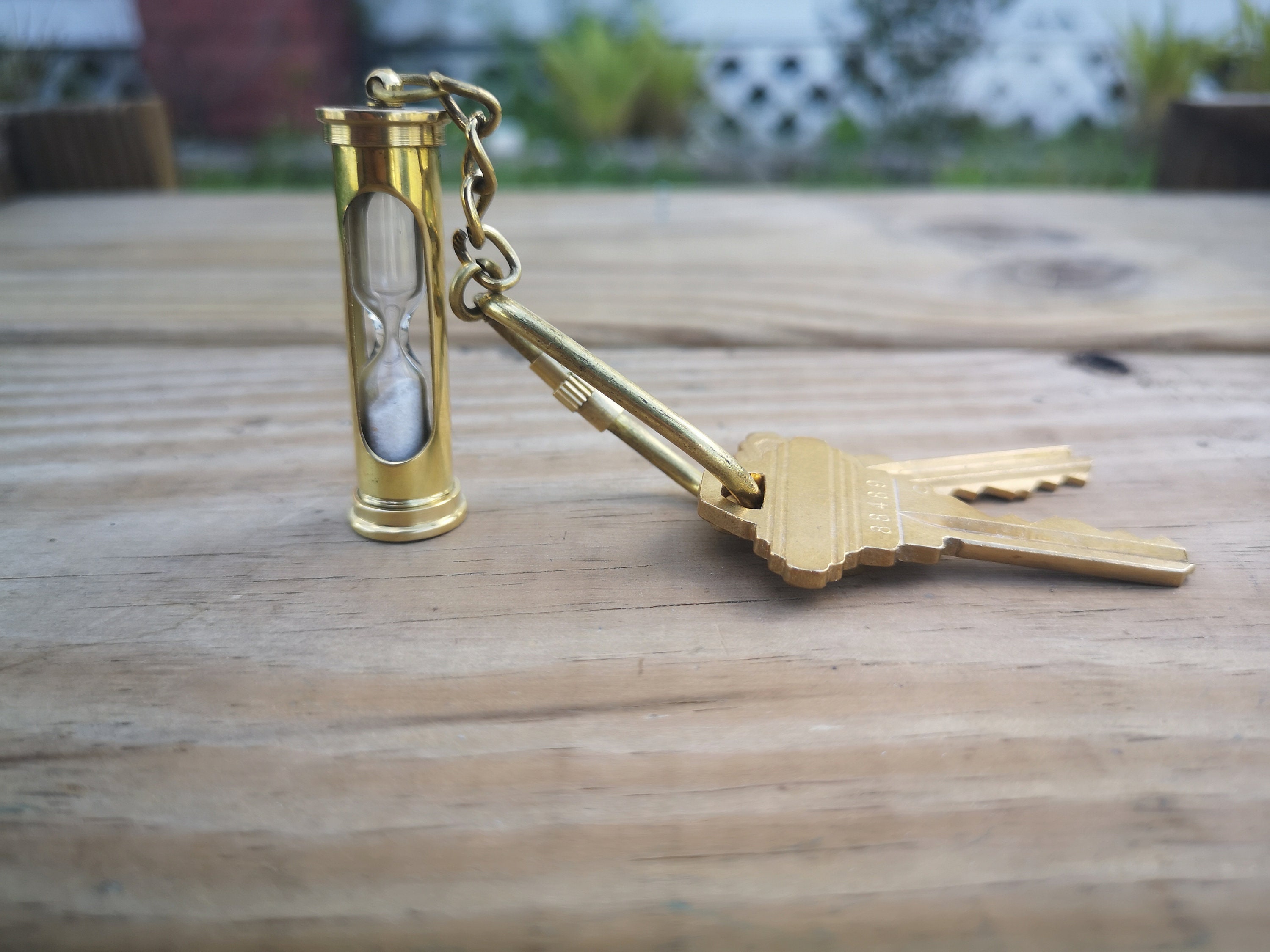 Sand Timer Keychain Brass Sand Timer Keychain Brass Key | Etsy