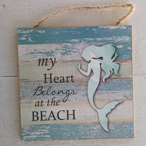 Mermaid Beach Signs BUNDLE of TWO, My Heart Belongs to the Beach, Keep ...