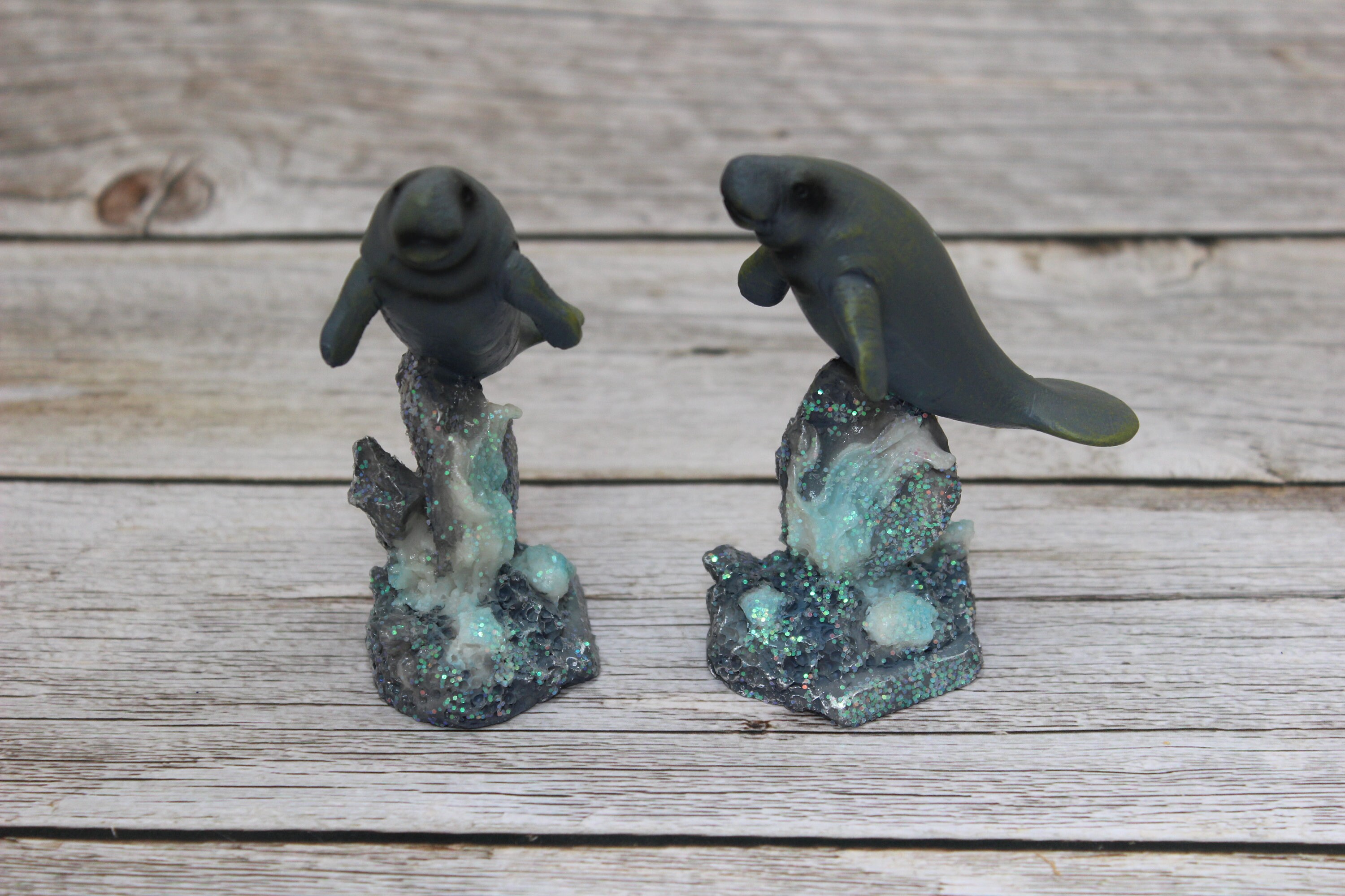 Manatee Figurine SET OF TWO Manatee Figure Nautical Grey - Etsy