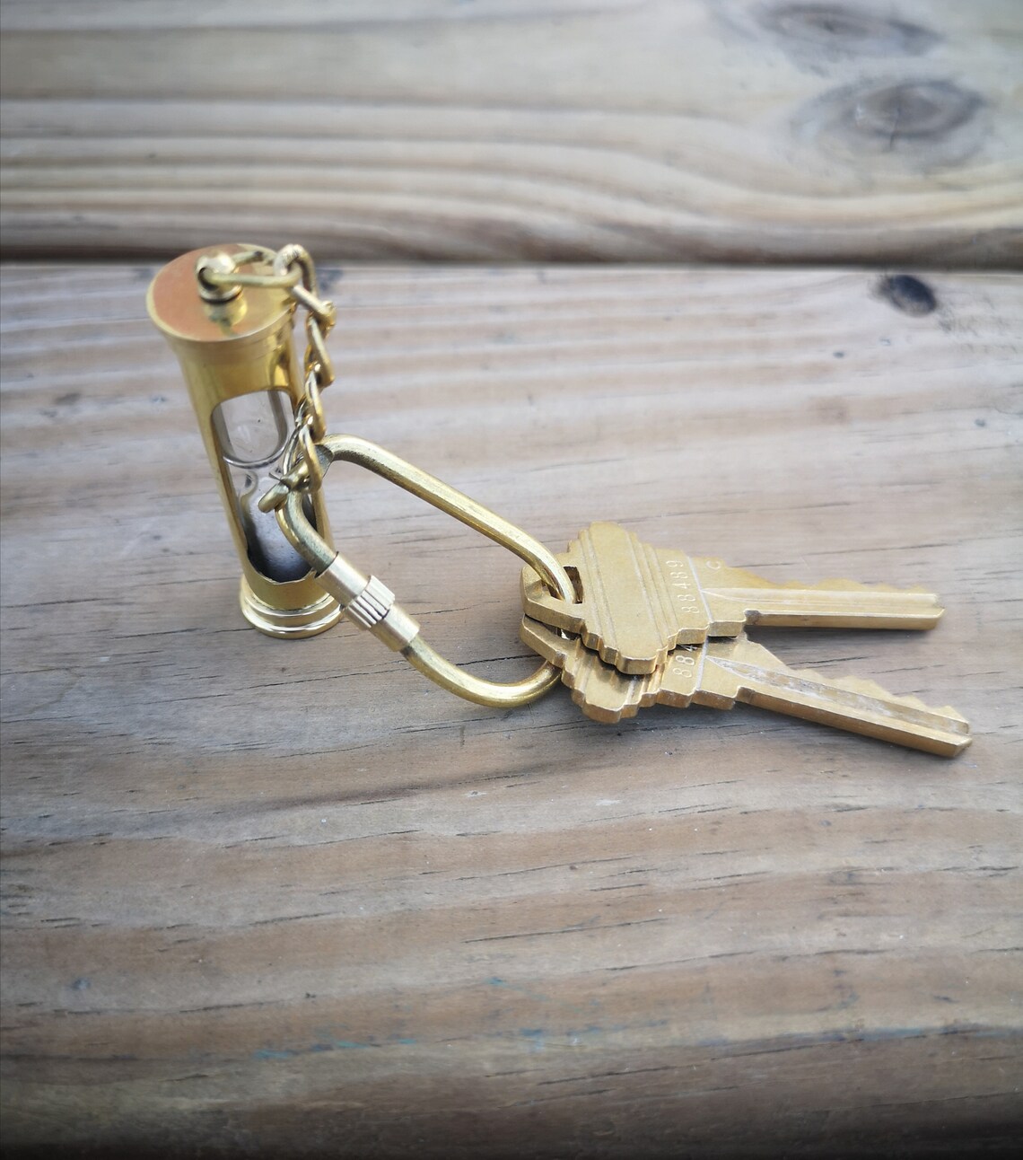 Sand Timer Keychain Brass Sand Timer Keychain Brass Key | Etsy