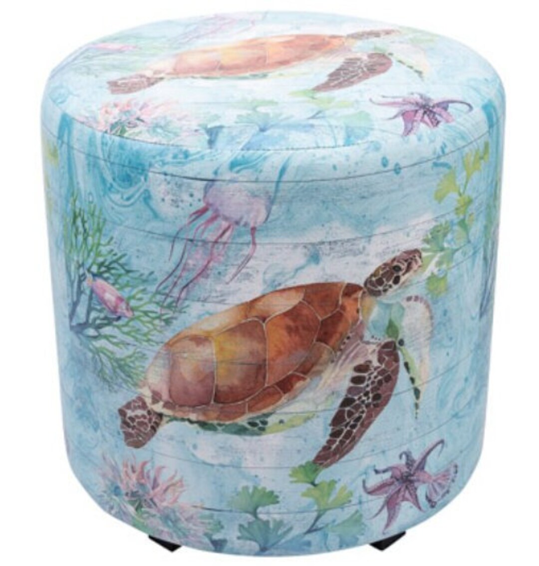 Turtle Stool, Coastal Stool, Coastal Decor, Beach Decor, Beach Stool ...