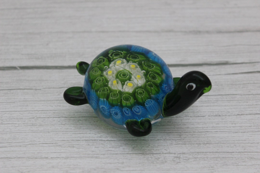 Blue Glass Sea Turtle Figurine, Turtle Figurine, Sea Turtle Figurine ...