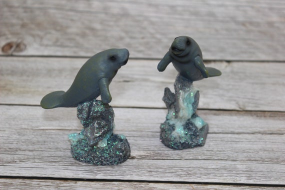 Manatee Figurine SET OF TWO Manatee Figure Nautical Grey - Etsy