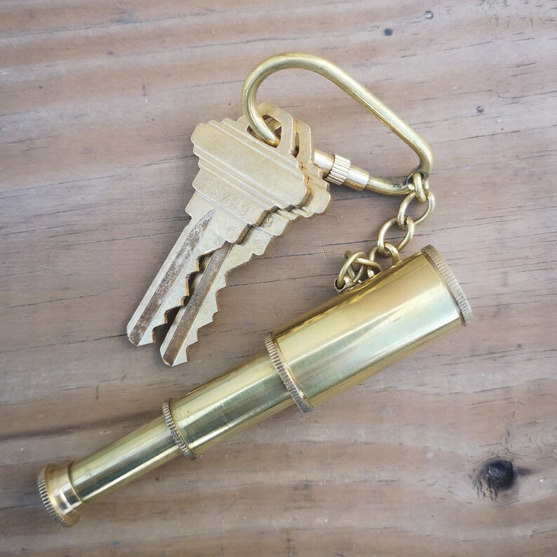 Telescope Keychain Vintage Keyring Brass Keychain Nautical - Etsy