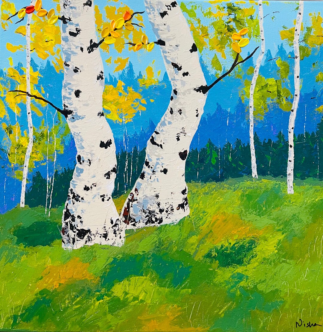 Aspen Tree Painting, Aspen Tree Art, Birch Tree Original Canvas ...