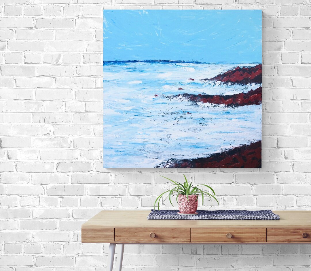 Original Abstract Seascape | Ocean Art | Sea Waves Rocks | Calm Water ...