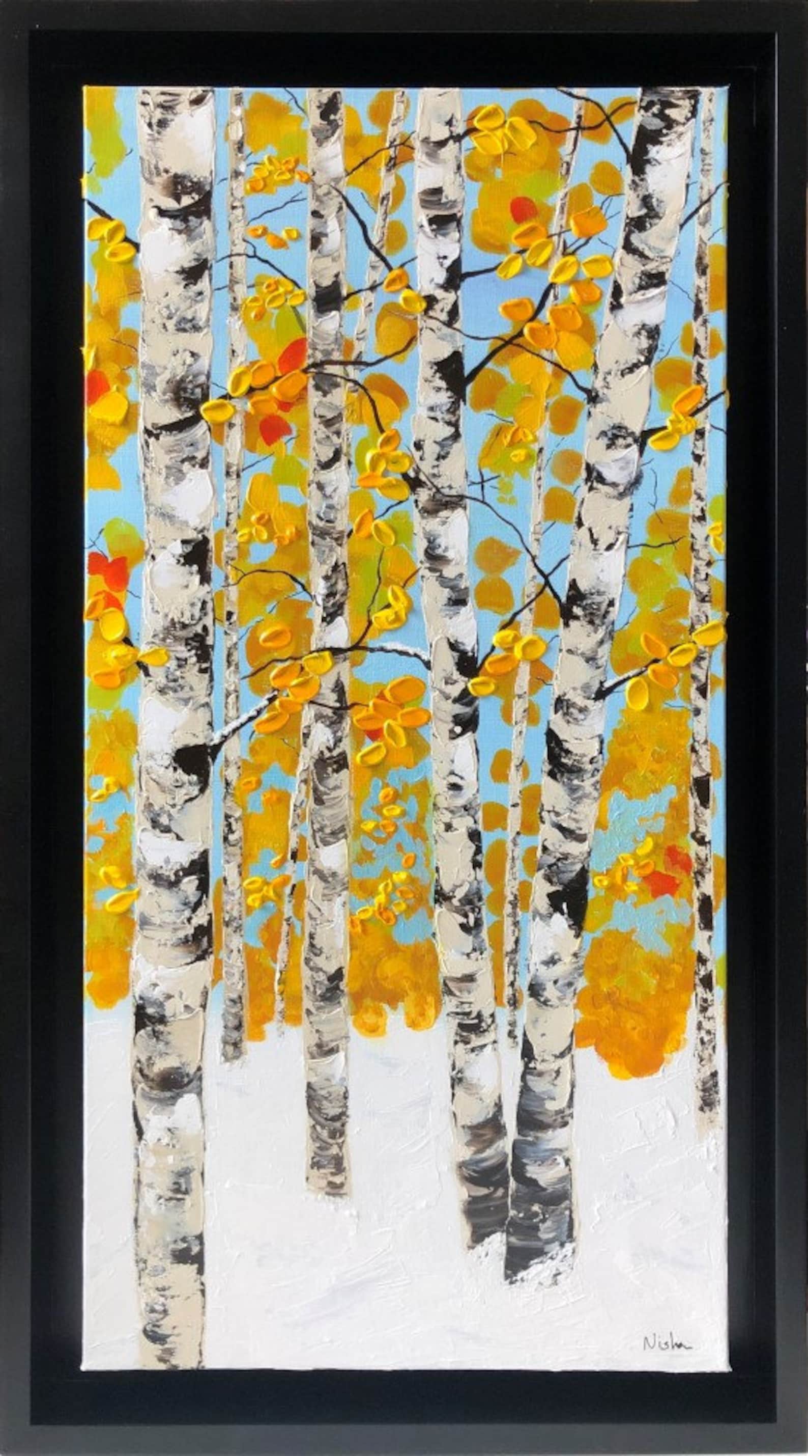 Aspen Tree Painting Commission Aspen Tree Wall Art Birch | Etsy