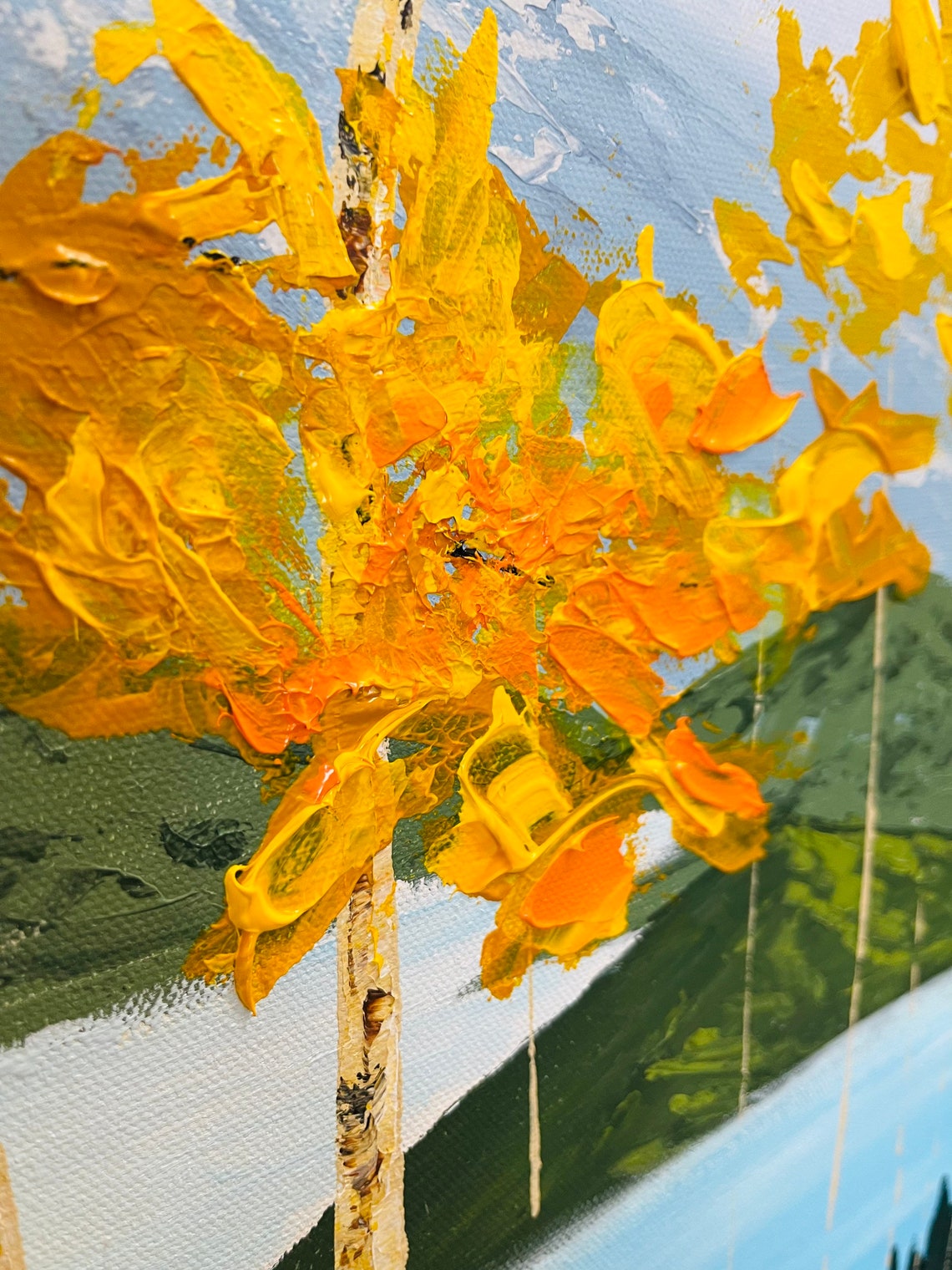Aspen Tree Painting , Abstract Aspen Tree Art, Birch Tree Painting ...