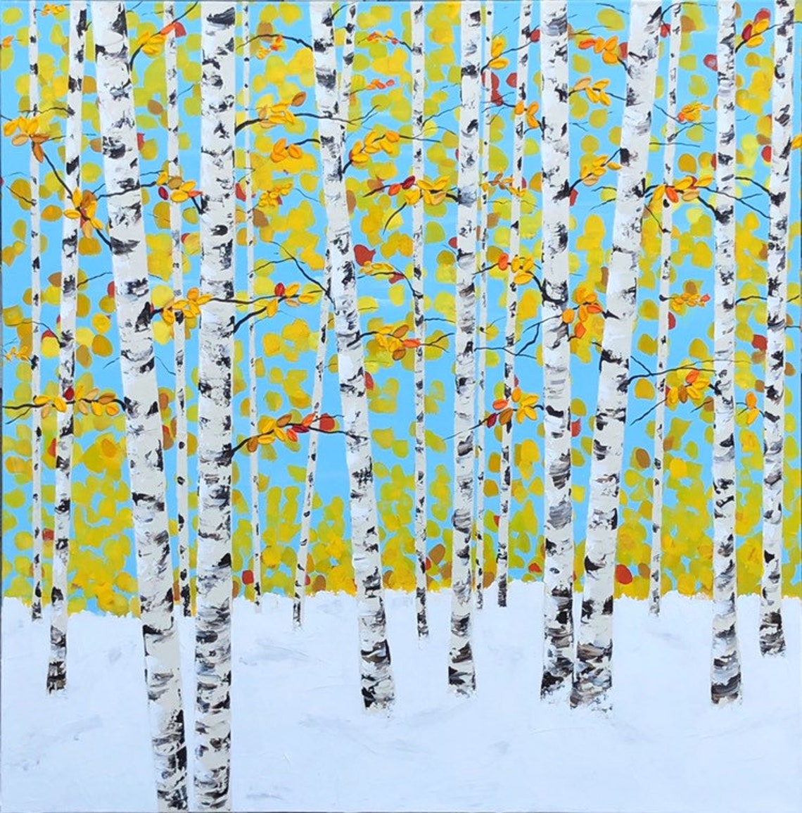 Aspen Tree Painting Commission Aspen Tree Wall Art Birch | Etsy