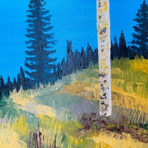 Aspen Tree Painting , Abstract Aspen Tree Art, Birch Tree Painting ...