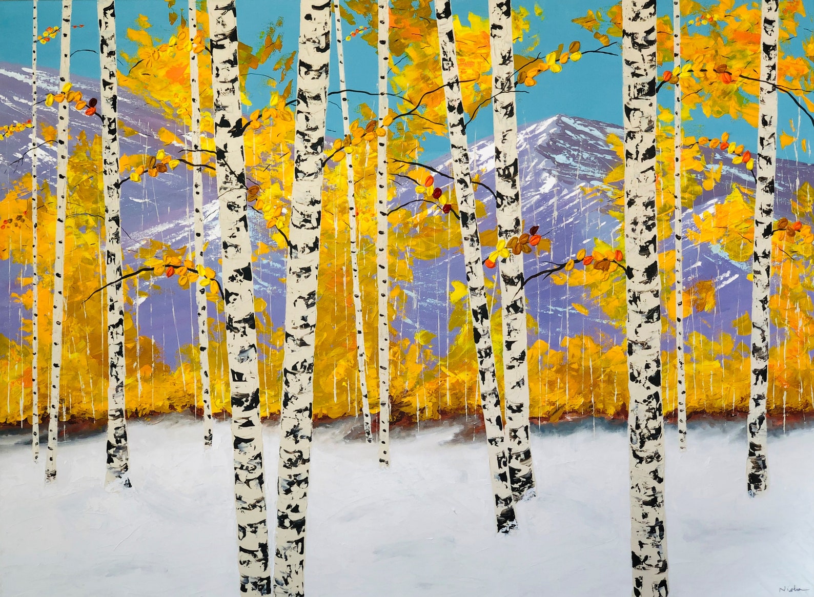 Aspen Tree Painting Commission Aspen Tree Wall Art Birch | Etsy