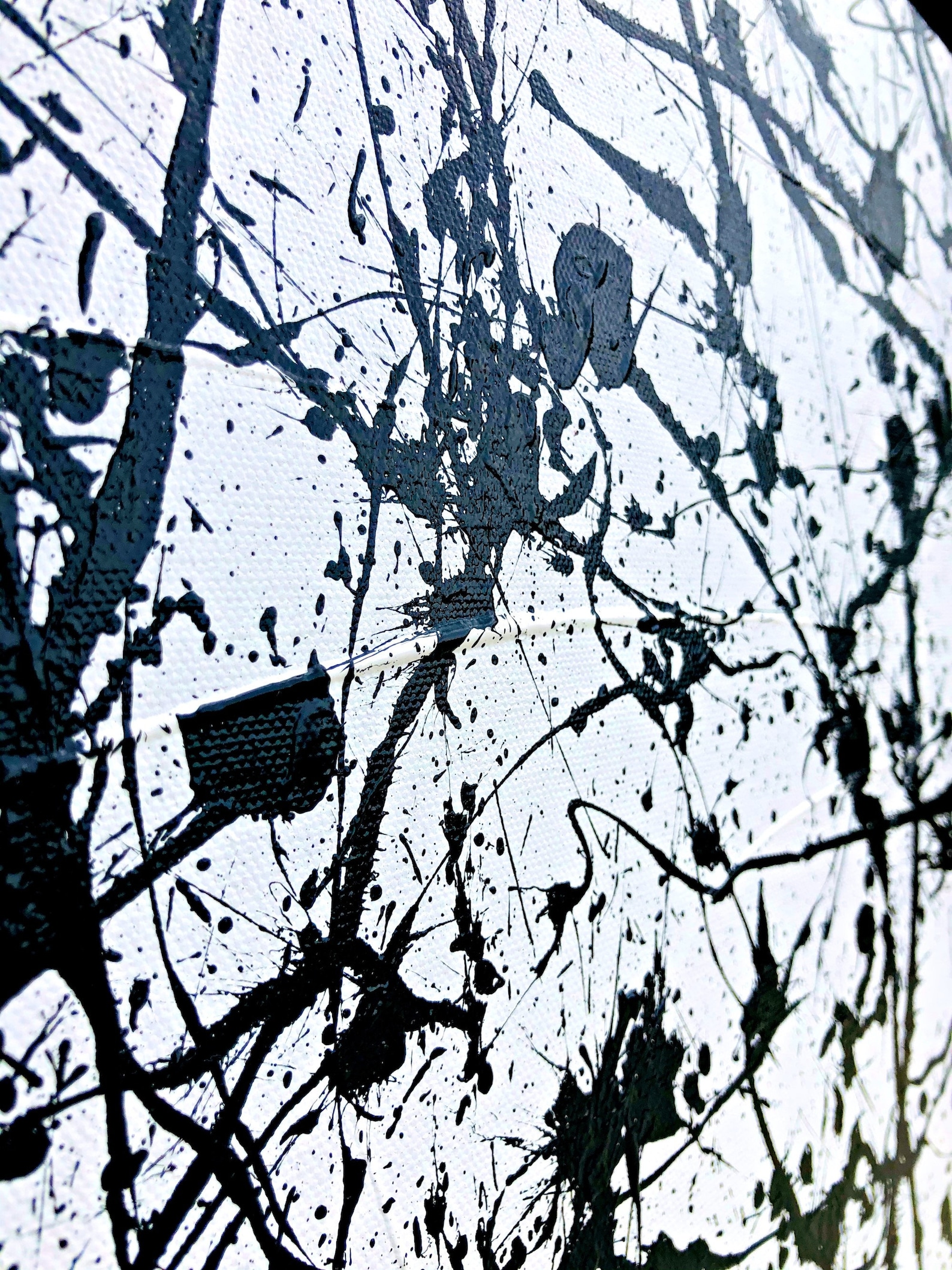 Jackson Pollock Style Painting, Black and White Canvas Art, Pollack ...