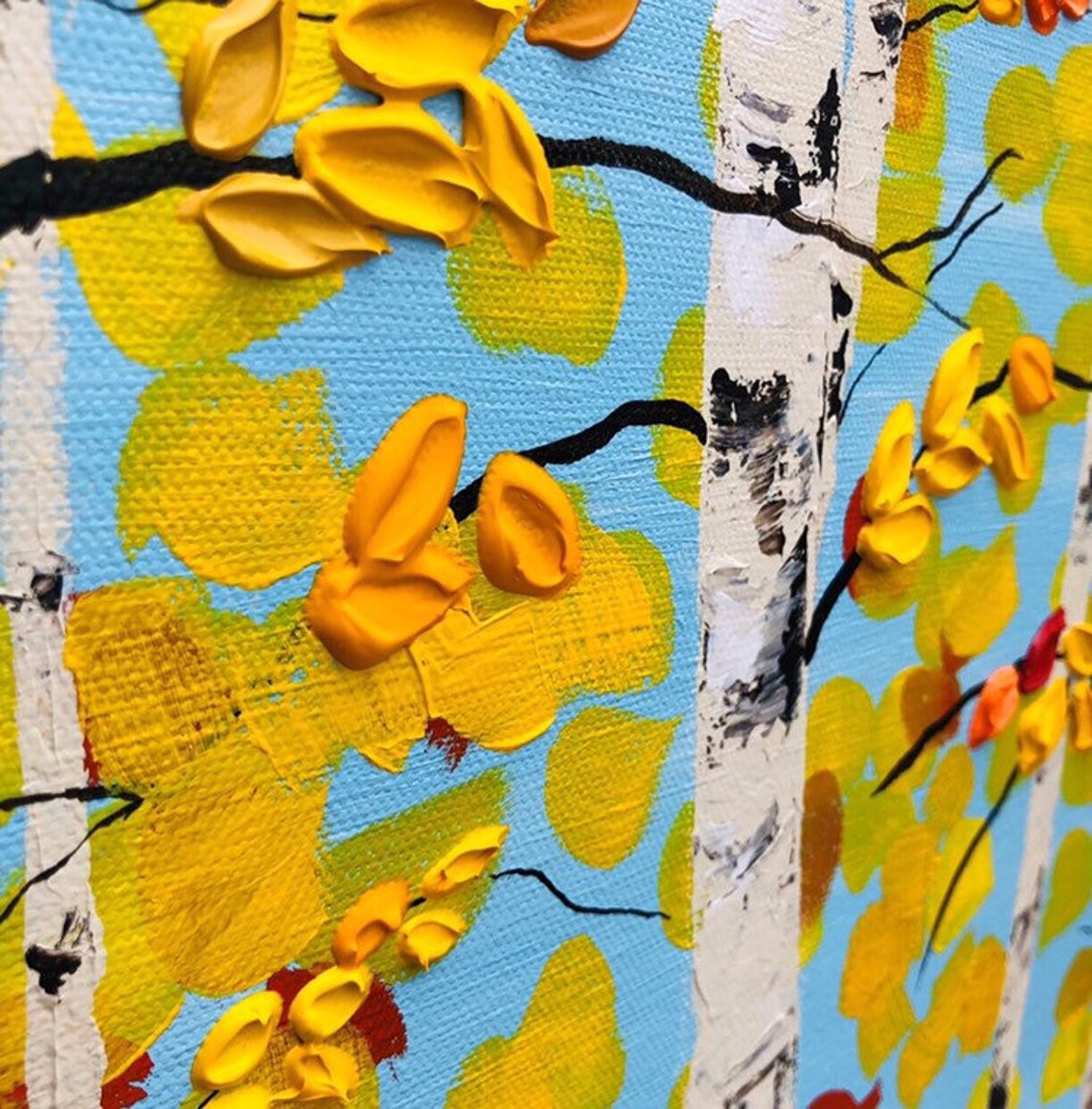 Aspen Tree Painting Commission Aspen Tree Wall Art Birch | Etsy