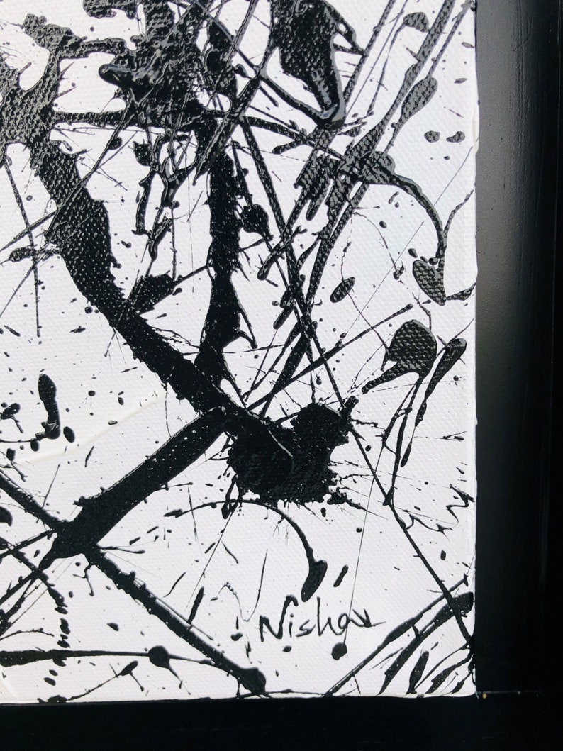 Jackson Pollock Style Painting, Black and White Canvas Art, Pollack ...