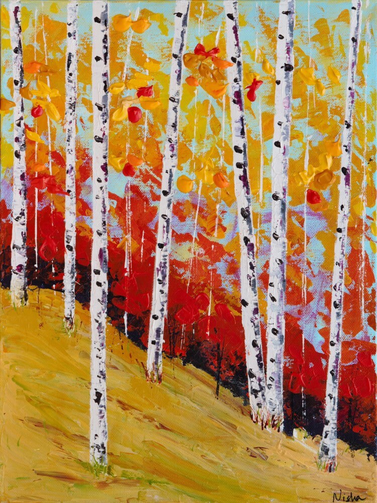 Aspen Tree Painting Commission Aspen Tree Wall Art Birch | Etsy