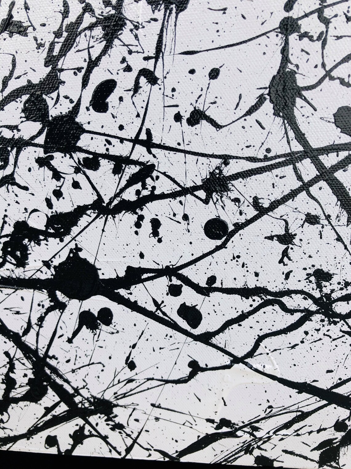 Jackson Pollock Style Painting, Black and White Canvas Art, Pollack ...