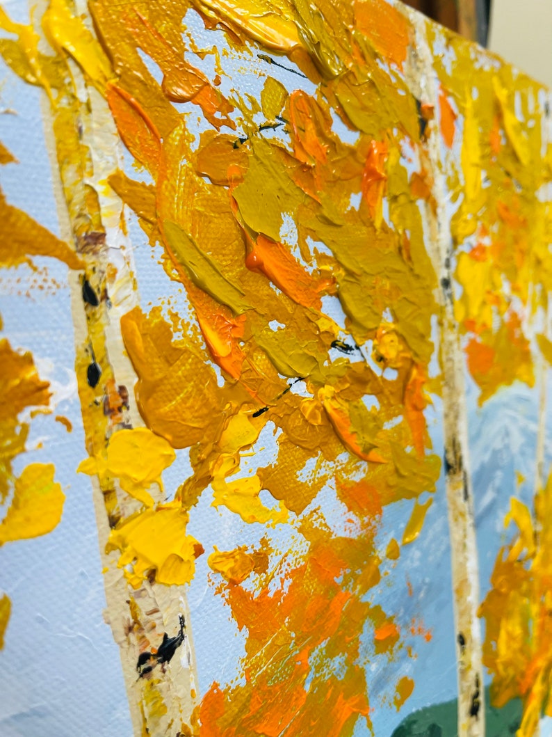 Aspen Tree Painting , Abstract Aspen Tree Art, Birch Tree Painting ...