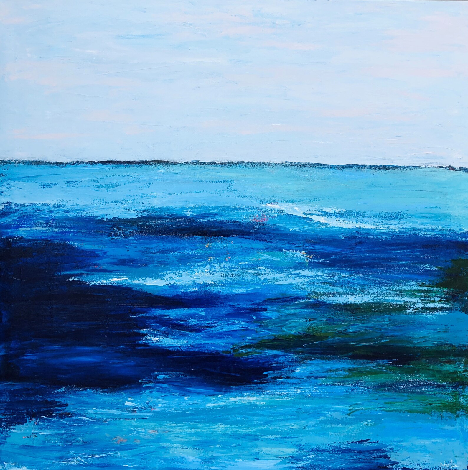 Original Abstract Seascape, Acrylic Seascape, Acrylic Art on Canvas ...