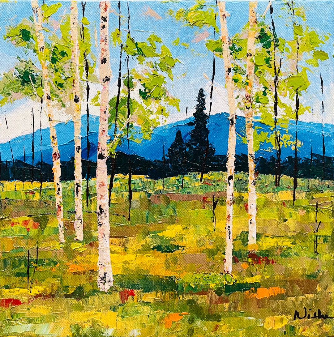Aspen Tree Painting, Aspen Tree Art, Birch Tree Painting Original by ...