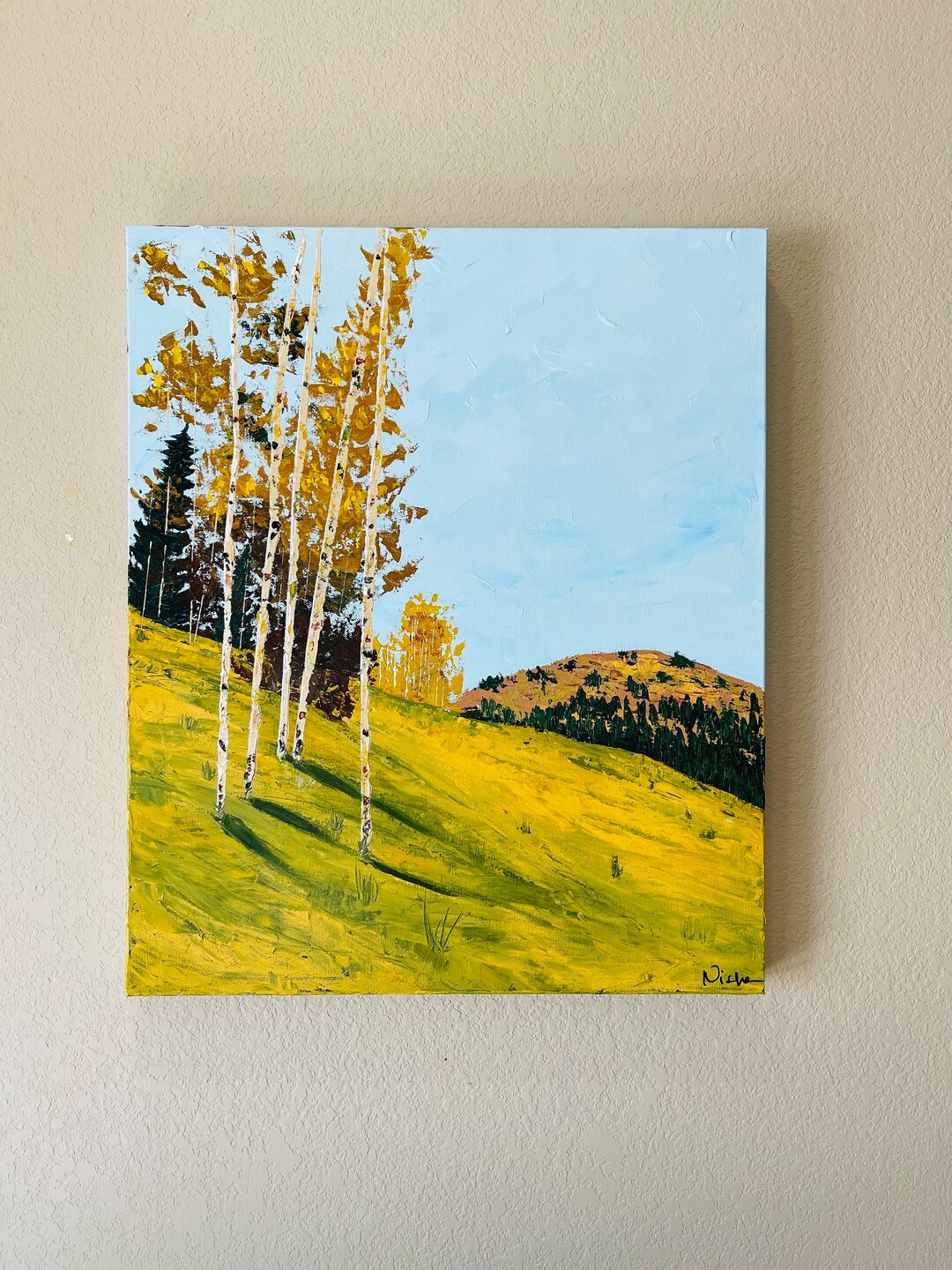 Colorado Landscape Painting Fall Colors, Aspen Tree Art, Birch Tree ...