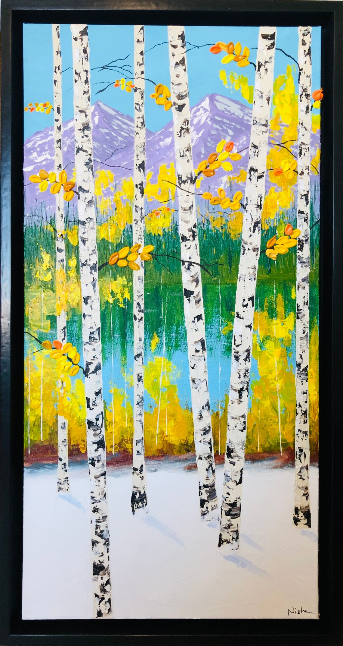 Aspen Tree Painting Commission Aspen Tree Wall Art Birch | Etsy