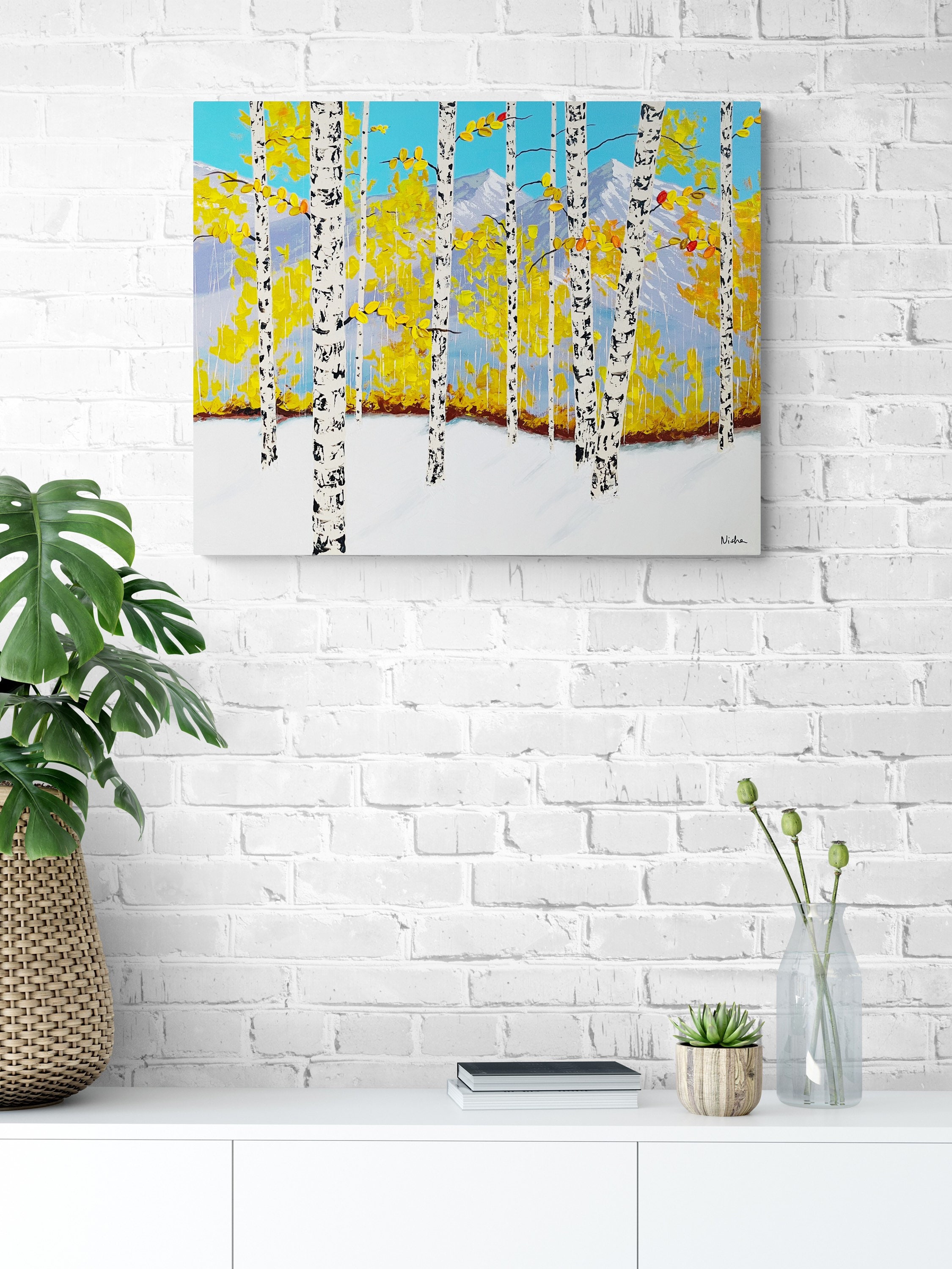 Aspen Tree Painting, Large Aspen Tree Art, Birch Tree Original Aspen ...