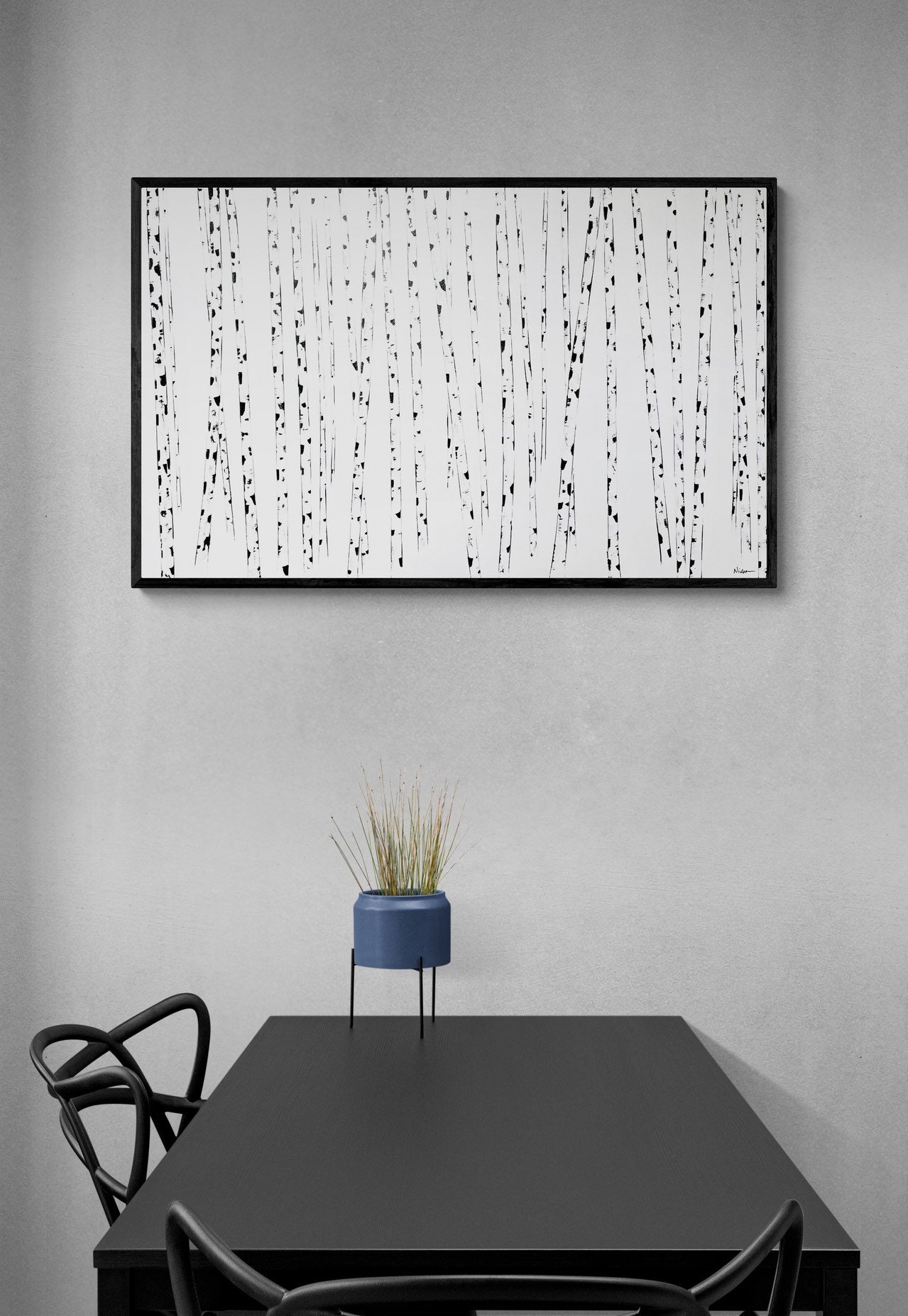 Aspen Tree Painting Black and White Large and Oversized Painting ...