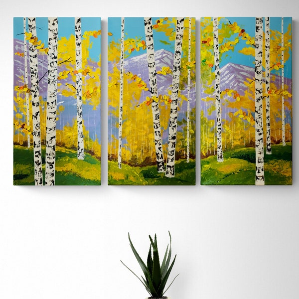 Triptych Aspen Tree - Etsy