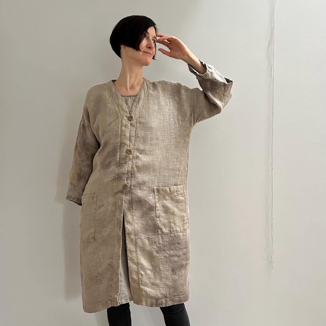 Plant Dyed Linen Jacket, Yellow Summer Natural Linen Eco Dyed Soft ...