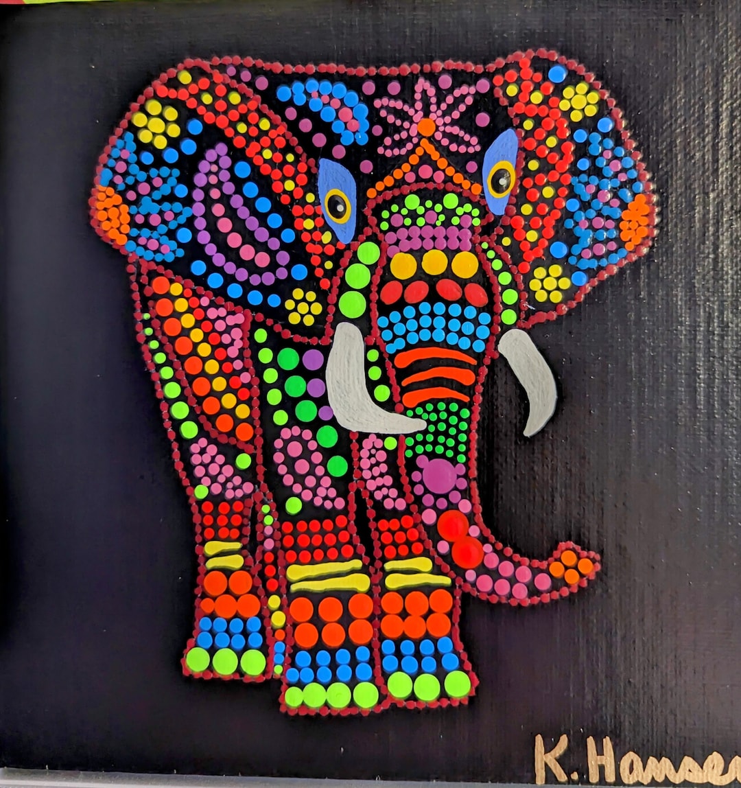 Colorful Elephant Dot Painting - Etsy