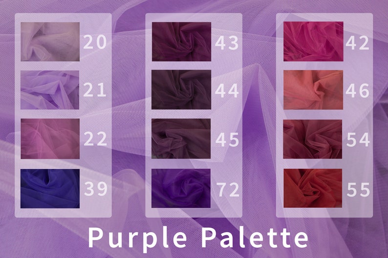 3m Wide Soft Tulle Fabric Samples 80 Colors Swatches & - Etsy