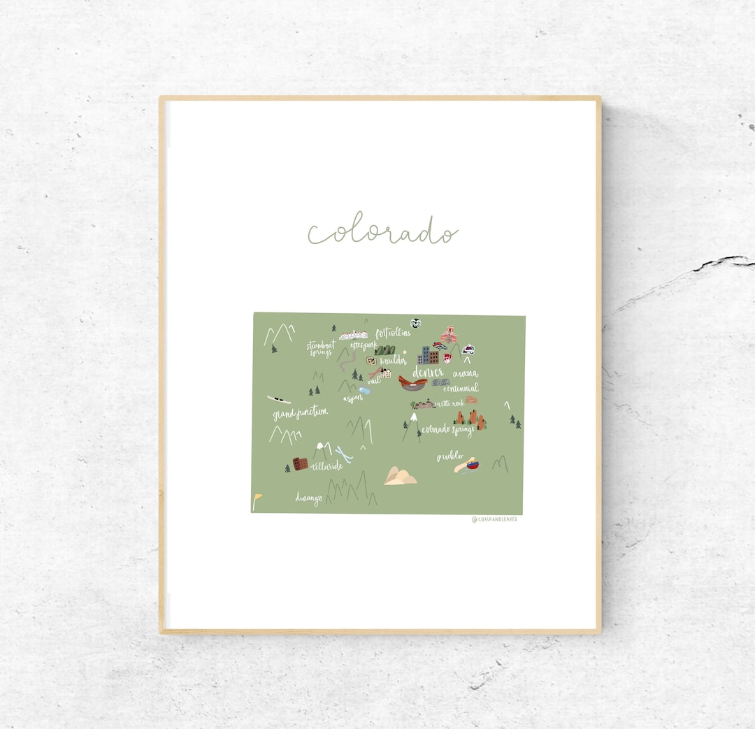 Colorado Illustrated Map Hand-drawn (unframed) - Etsy