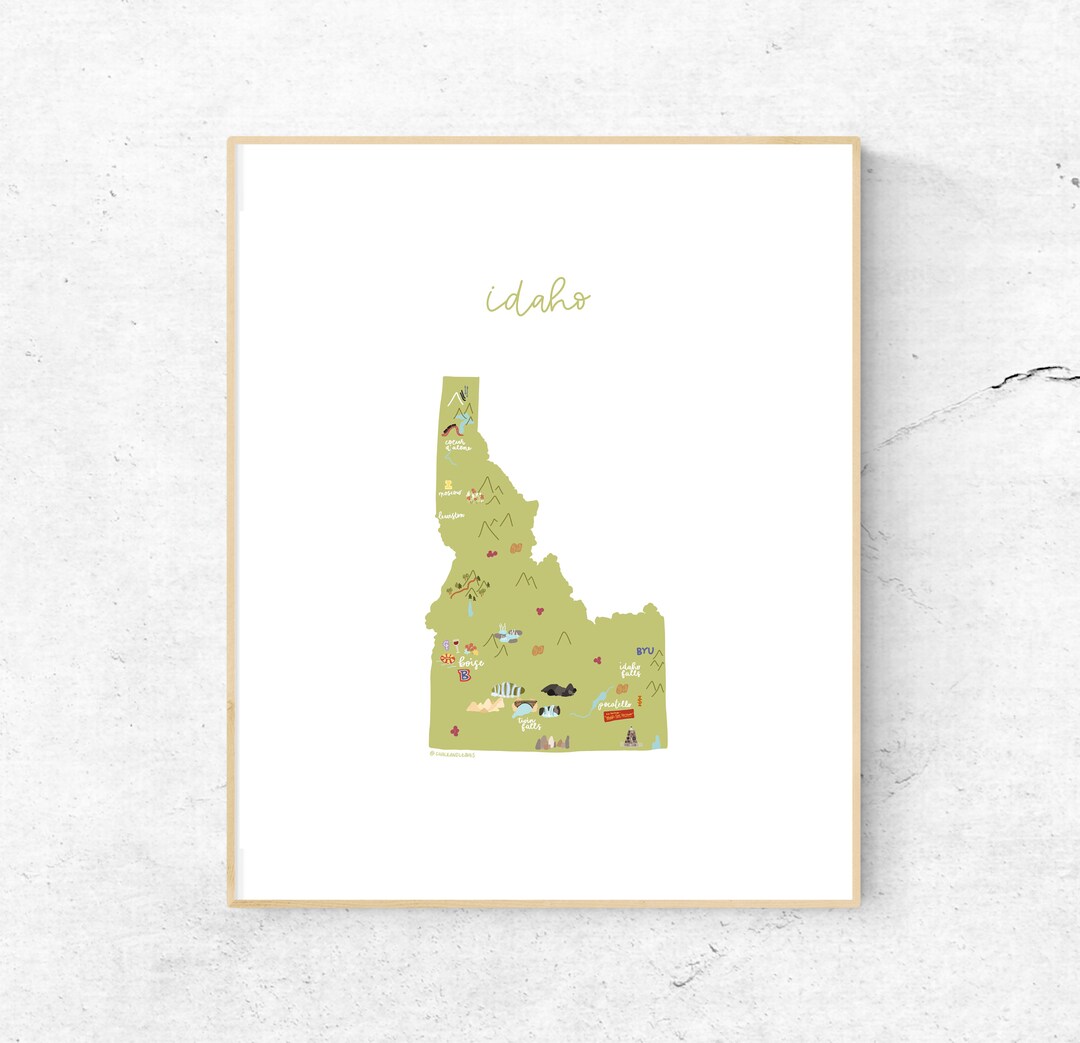 Idaho Illustrated Map Hand-drawn (unframed) - Etsy