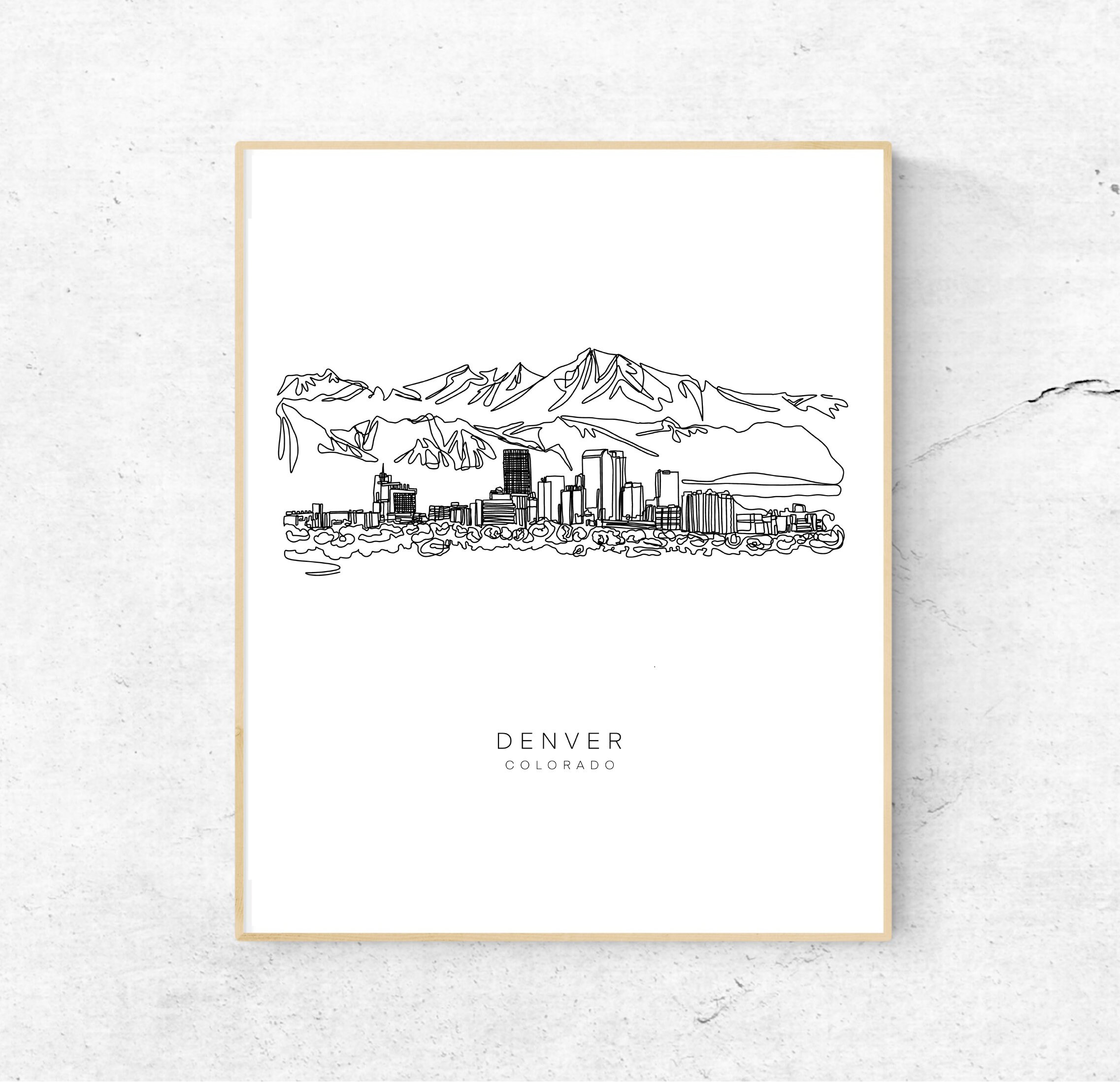 DENVER Skyline 8x10 Single Line Art Print // Black and White ...