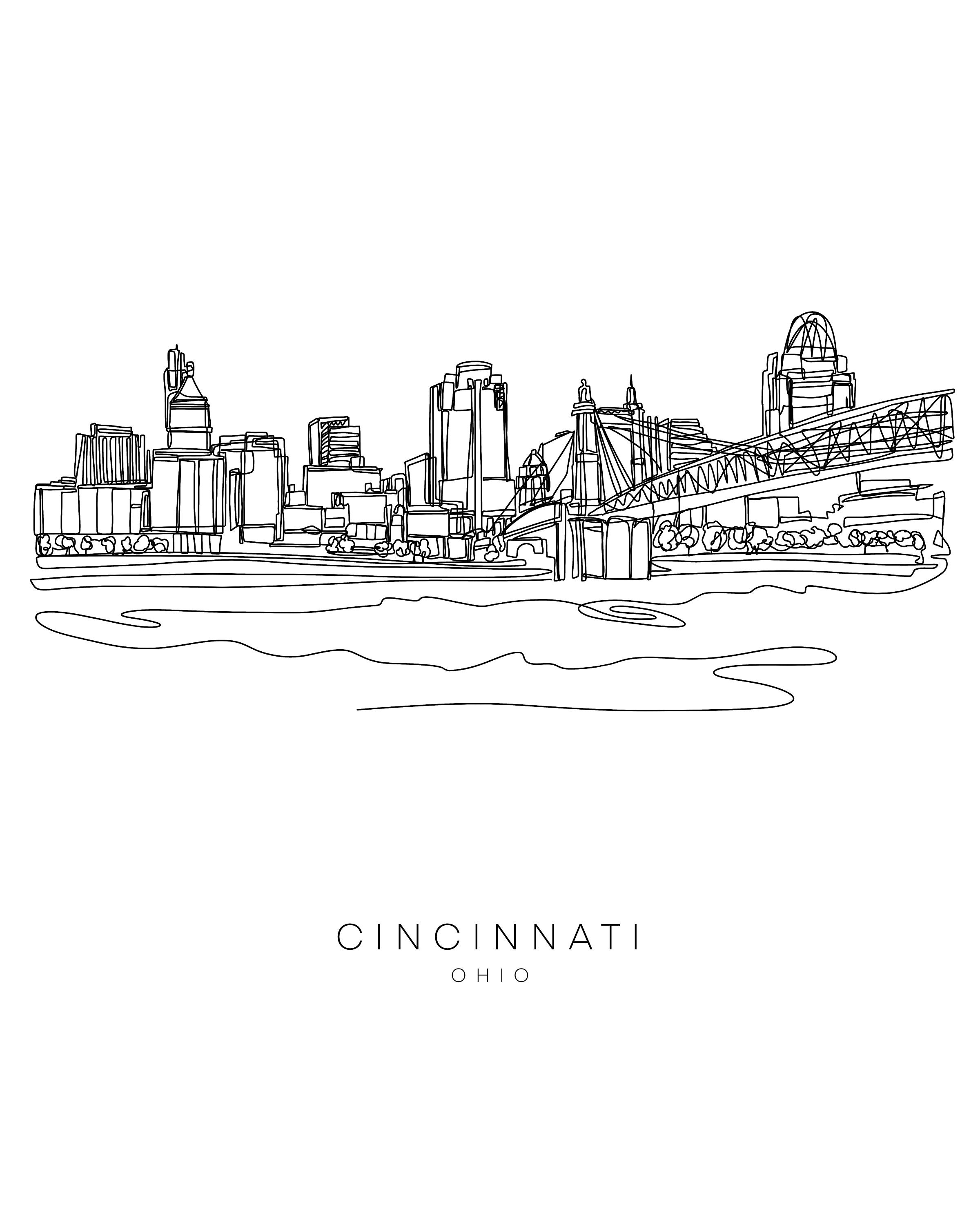 Digital Prints Prints 8 x 10 Cincinnati Skyline Digital Print ...