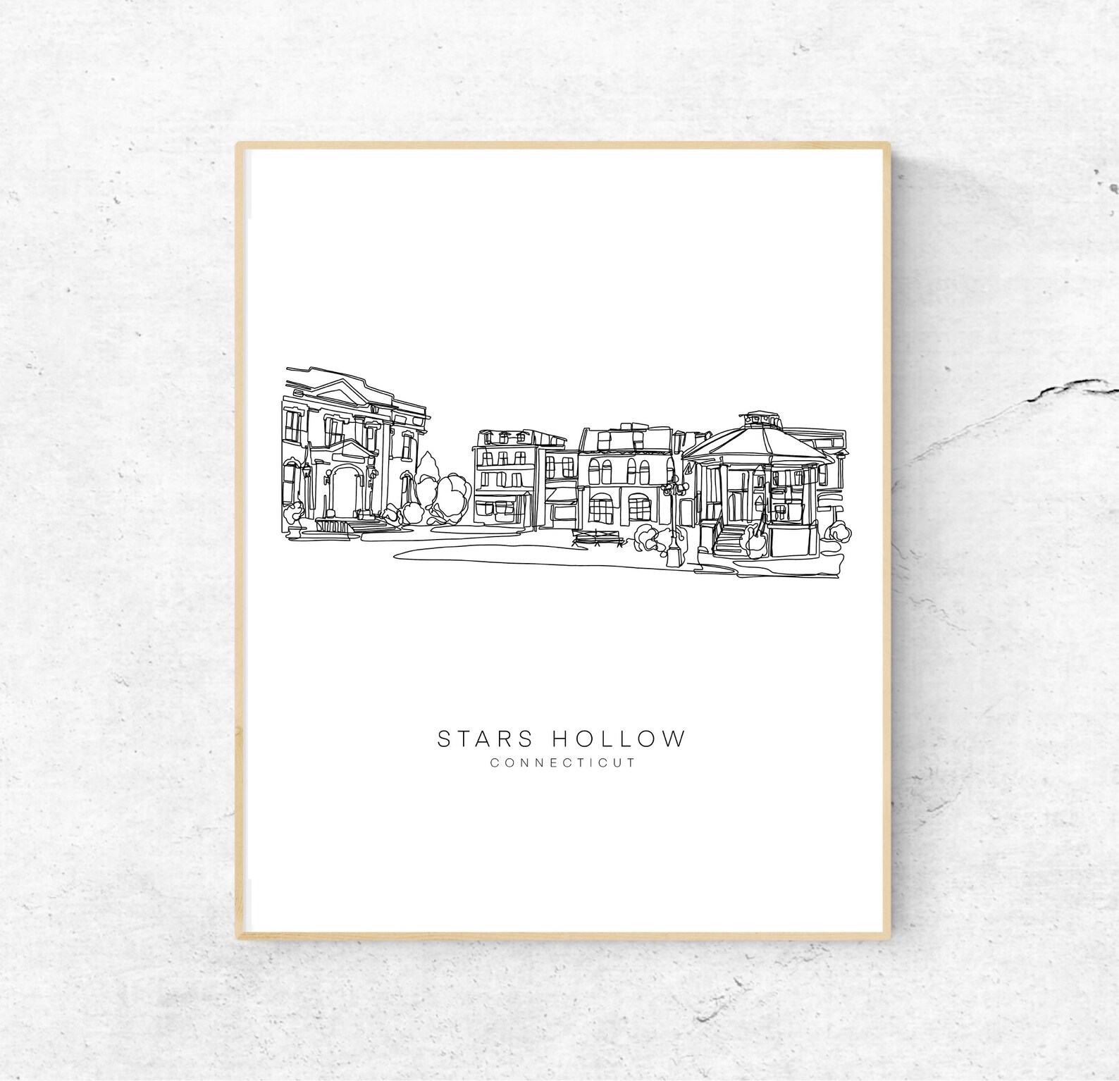 Gilmore Girls STARS HOLLOW 8x10 Single Line Art Print // Black and ...