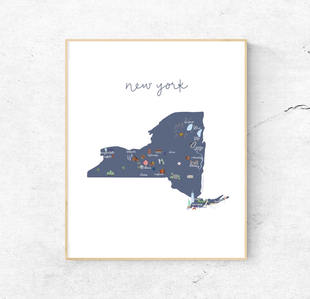 New York Illustrated Map Hand-drawn (UNFRAMED) - Etsy