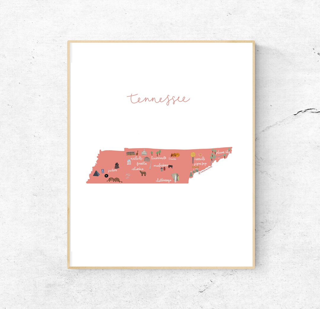 Tennessee Illustrated Map Hand-drawn (unframed) - Etsy