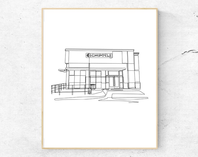 CHIPOTLE 8x10 Single Line Art Print // Black and White // Unframed - Etsy