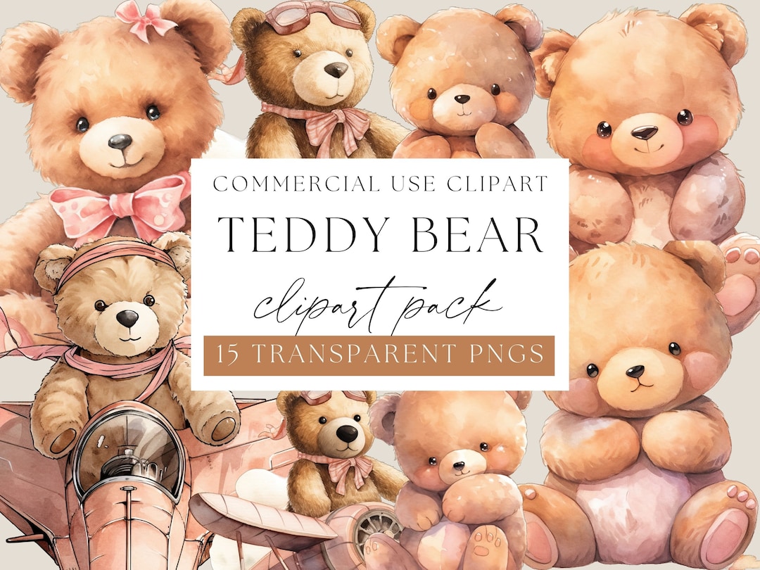 Teddy Bear, Watercolor Teddy Bear, Pink Teddies, Clip Art Pack, Nursery ...