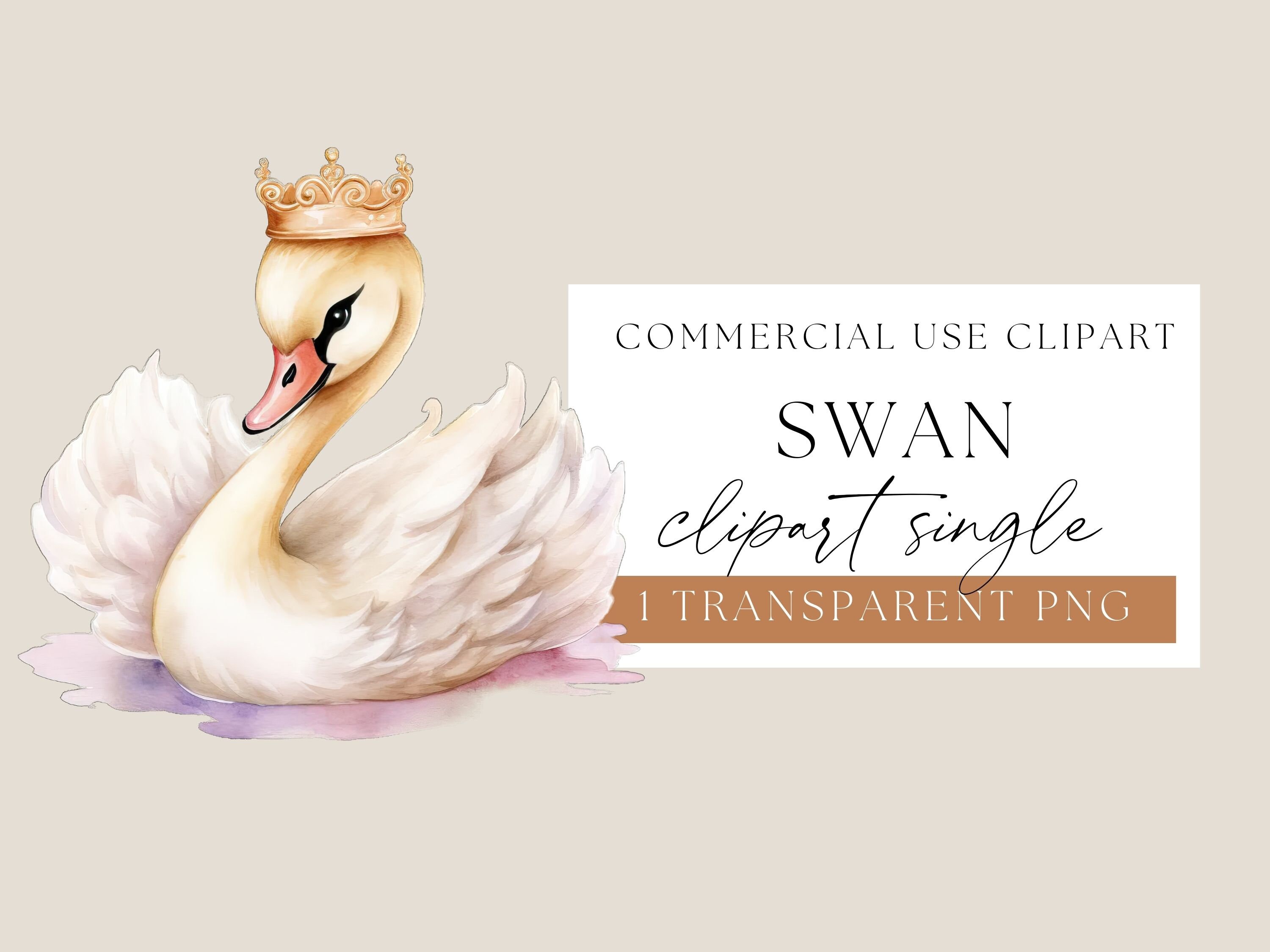 Baby Swan Wearing a Crown, Cute Swan Clipart, Baby Swan Clipart, Bird ...