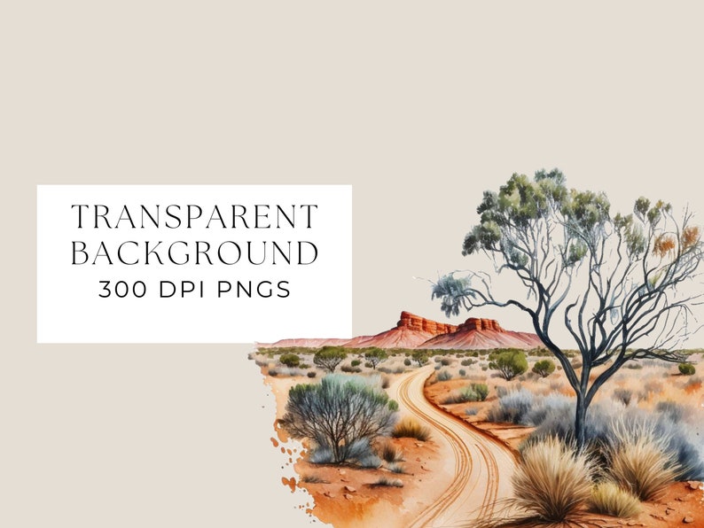 Australian Outback Watercolor Clipart, Scenery Transparent Pngs, Desert ...