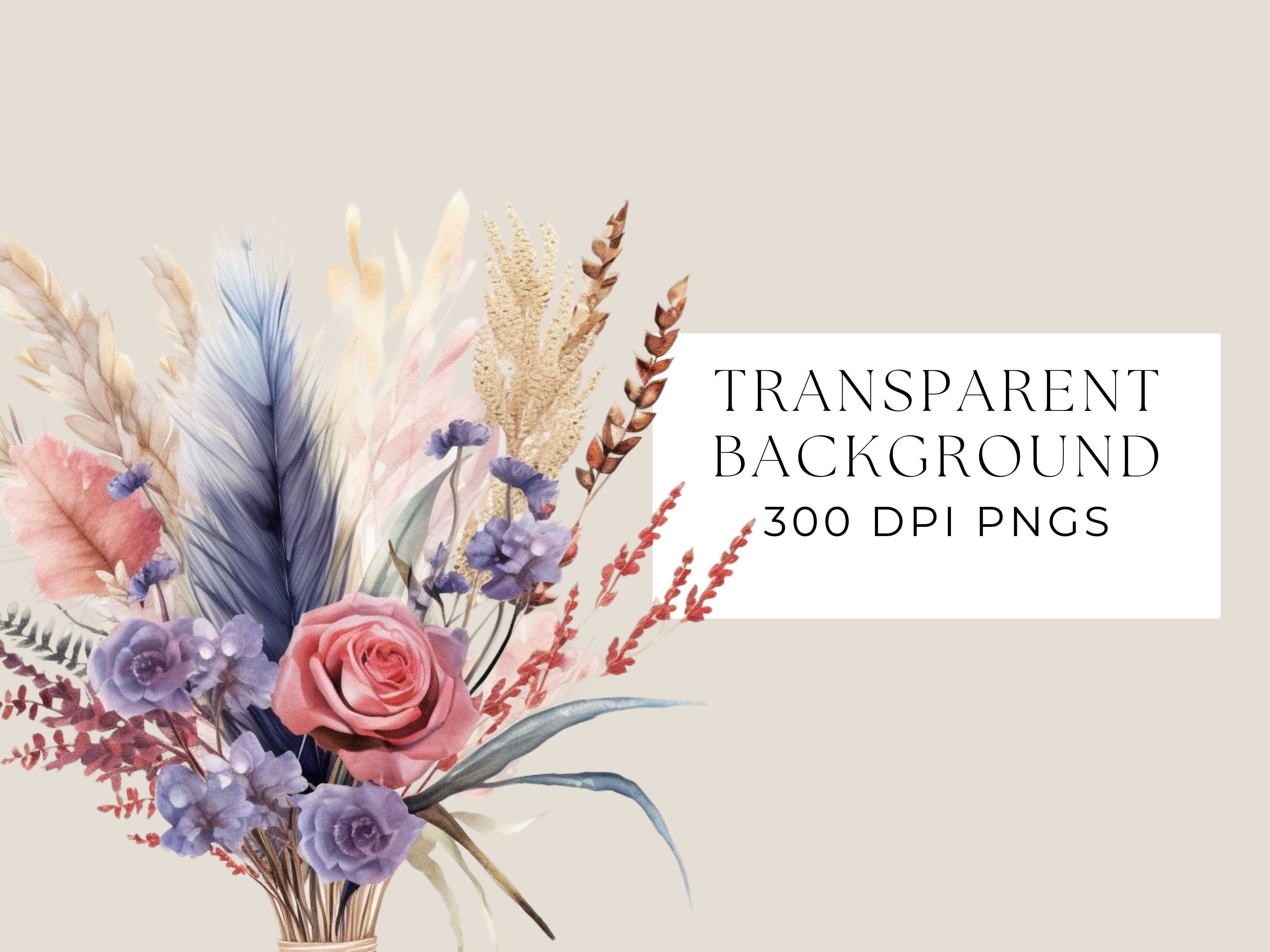 Boho Rustic Floral Clipart Pack, Terracotta Florals Pack, Transparent ...