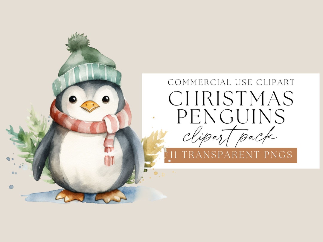 Watercolor Penguin, Digital Download, Watercolour Clipart Pack, Penguin ...