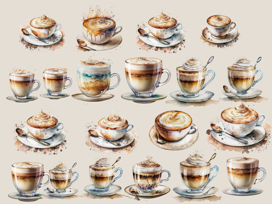 Watercolor Coffee Cup Clipart, Cafe Clip Art, Transparent Png ...