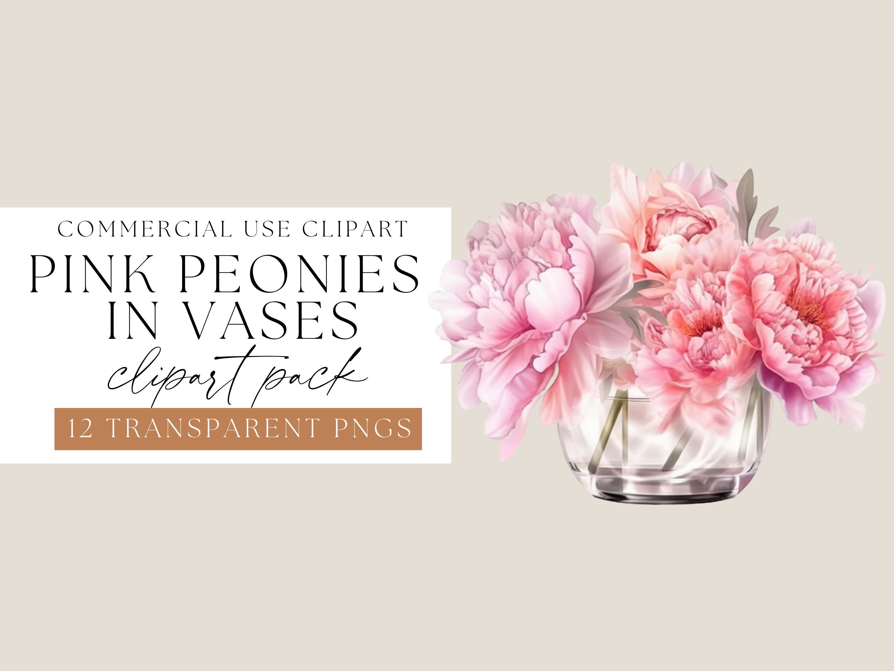 Pink Peonies in Vases Clipart, Transparent Pngs, Flowers in Vases Clip ...