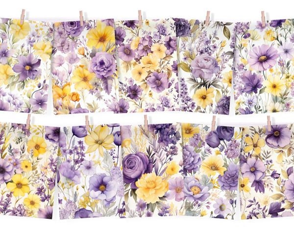 Purple Vintage Floral Background, Watercolor Flower Background, Lilac ...
