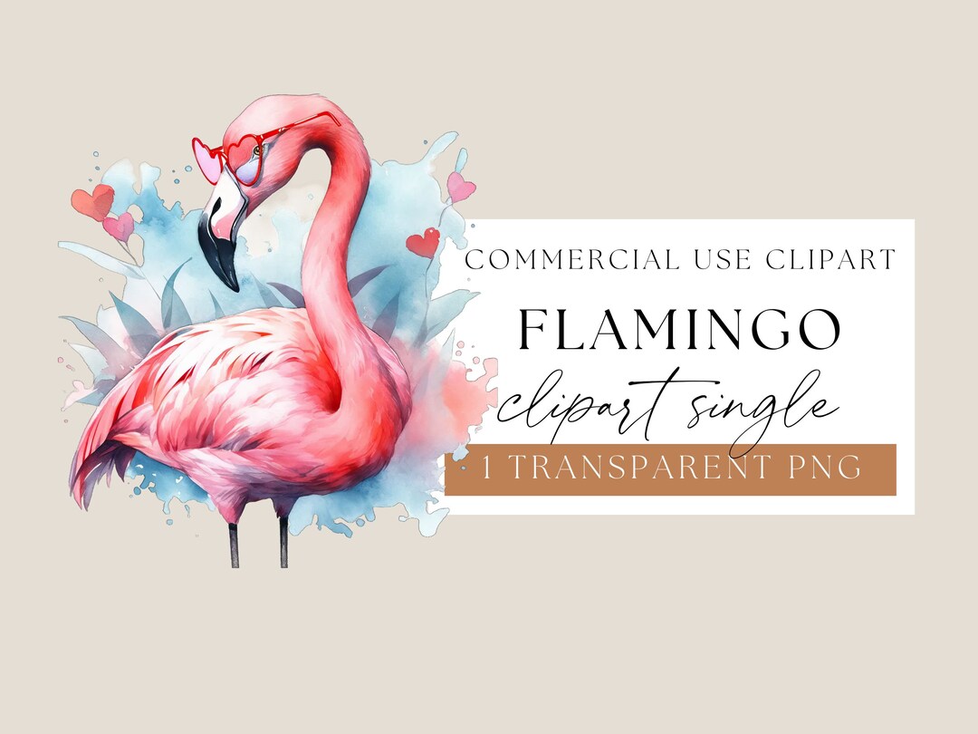 Valentine's Day Flamingo Clipart, Flamingo Watercolor Clip Art ...